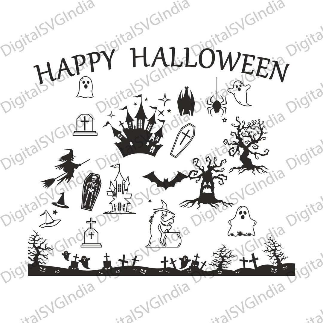 Halloween Silhouette SVG Bundle, Spooky Clip Art (digital Download) - Etsy
