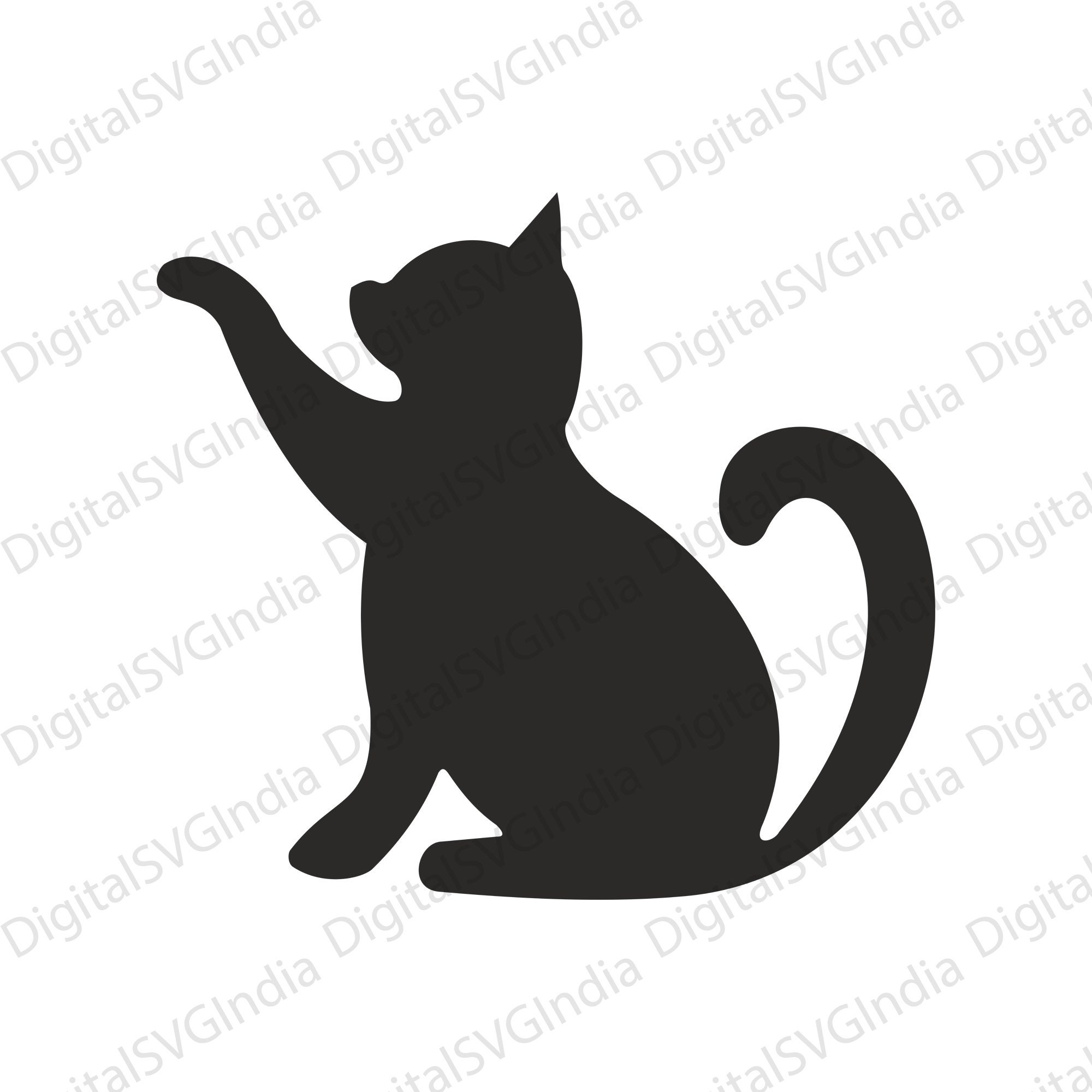 Digital Cat SVG, Cat SVG Files for Silhouette Cameo Circuit Floral ...