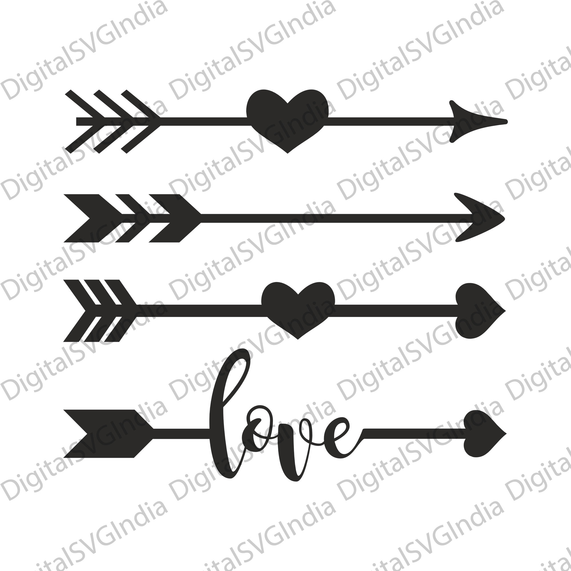 Arrow SVG Bundle Arrow Cut File Arrow Clipart Boho Tribal Arrows With Heart Valentine Love Decor ...