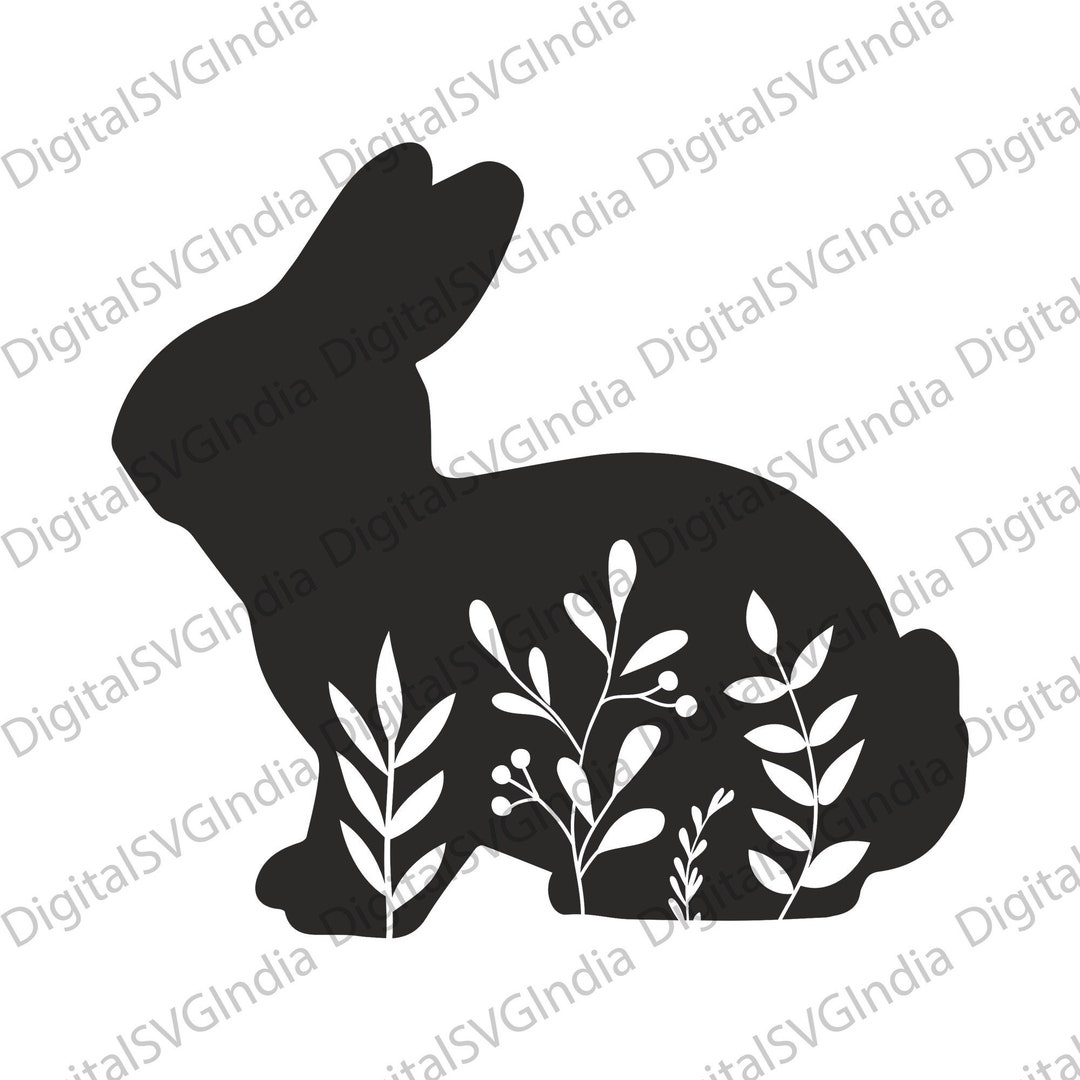 SVG Spring Rabbit, Easter Bunny Flowers, Floral Bunny SVG, PNG Dxf Svg ...