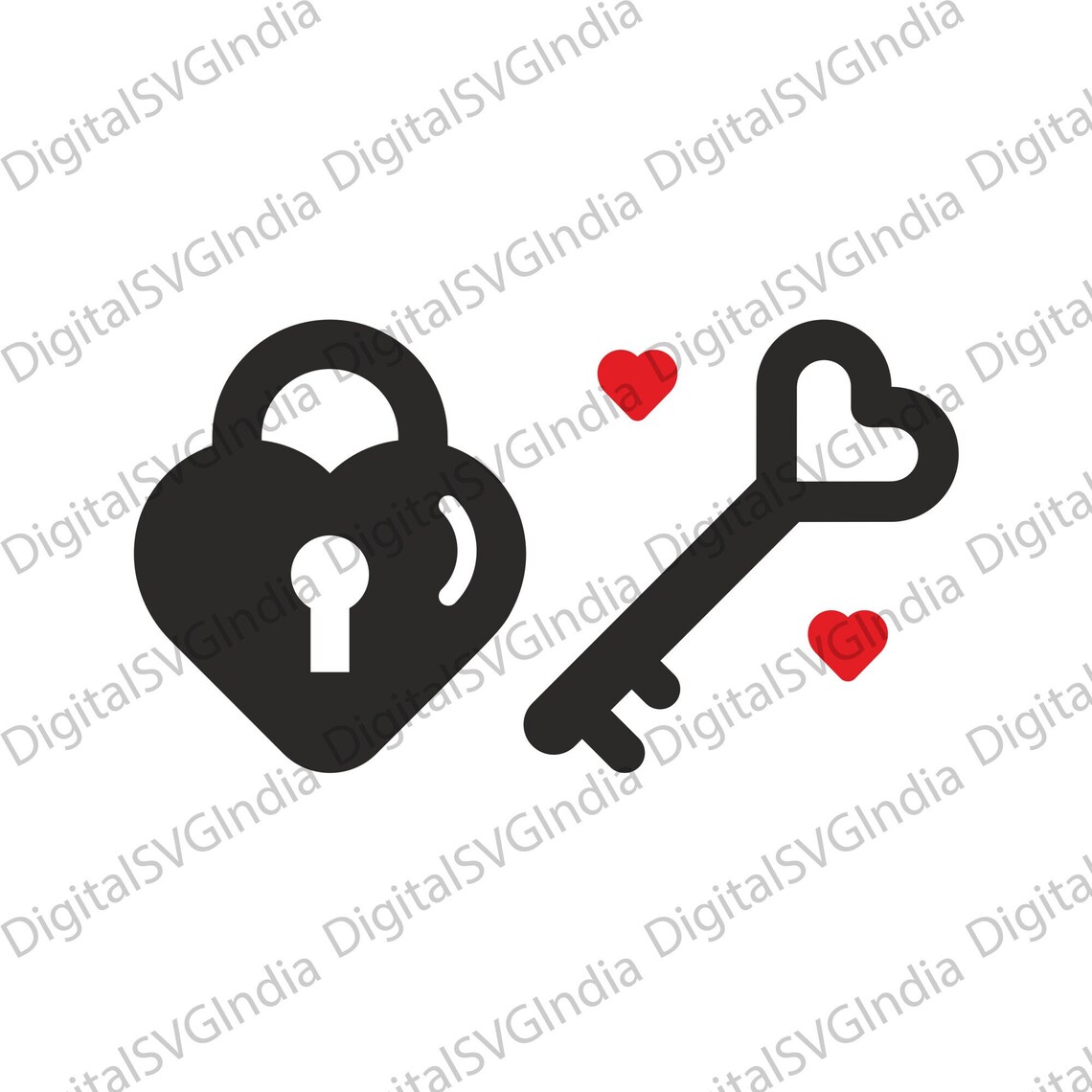 Heart Lock Key SVG, Valentine's Love Svg Files, Heart Shape Key ...