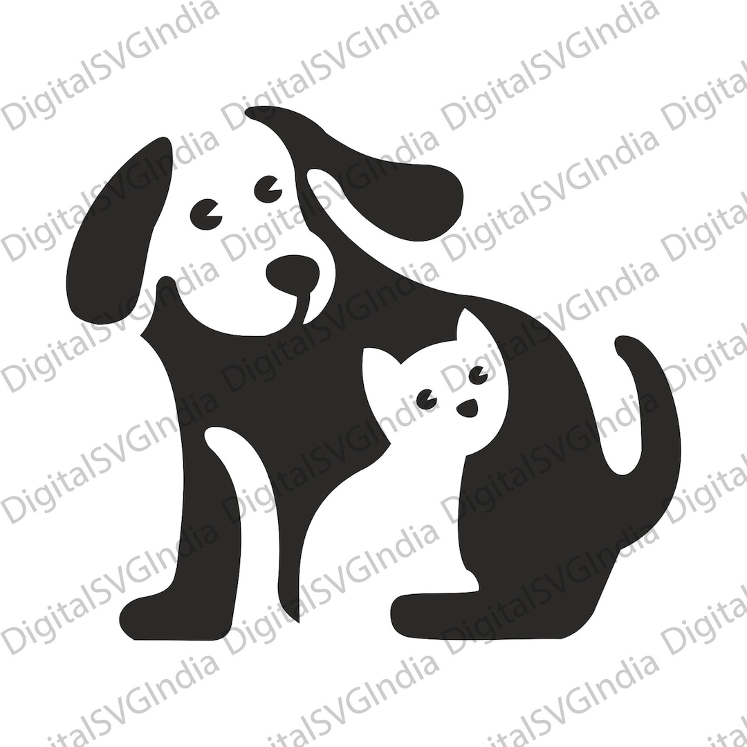 Dog and Cat Silhouette SVG, Dog Cat Outline Png, Dog and Cat Clipart ...