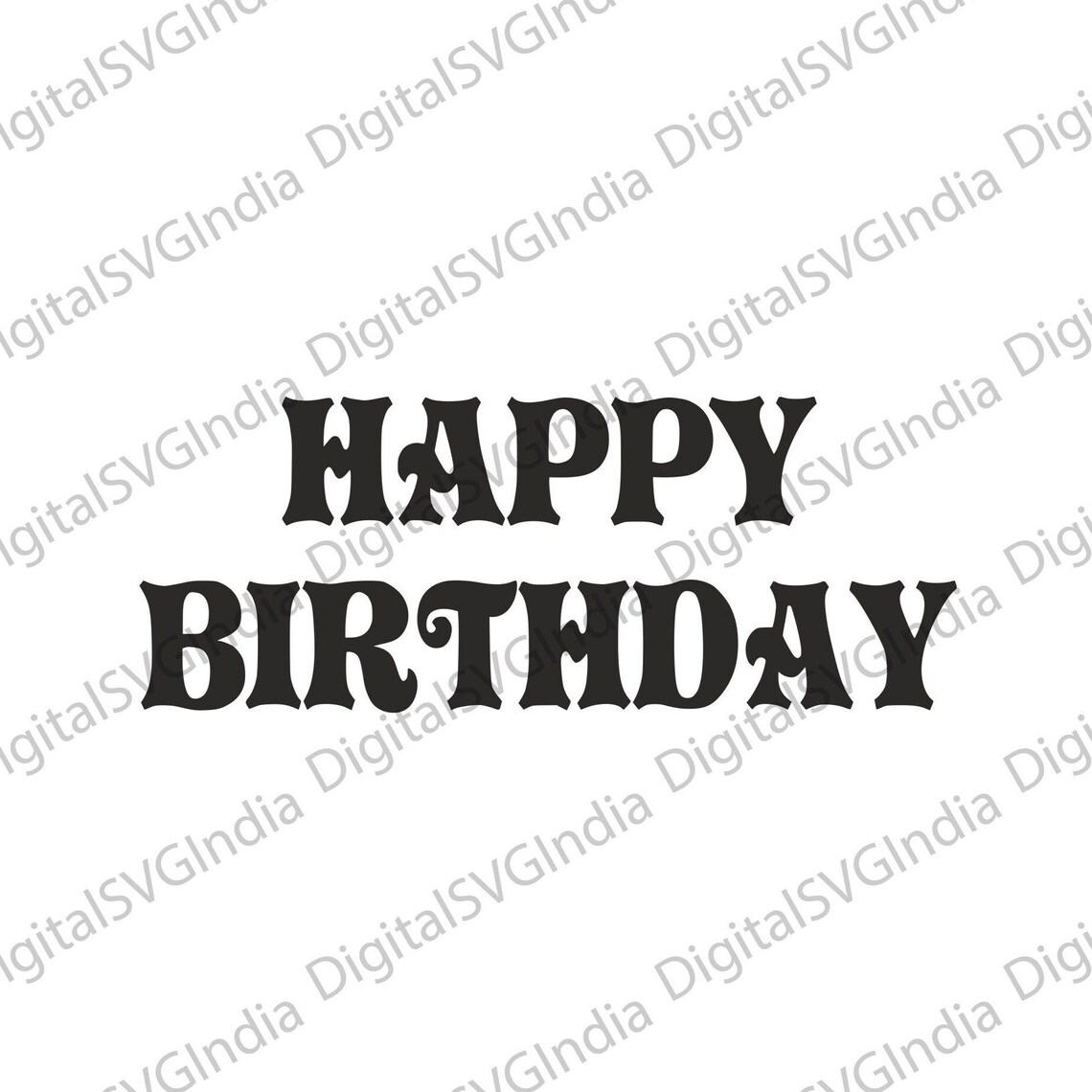 Buy Happy Birthday, Happy Birthday Script, Happy Birthday Stencil ...
