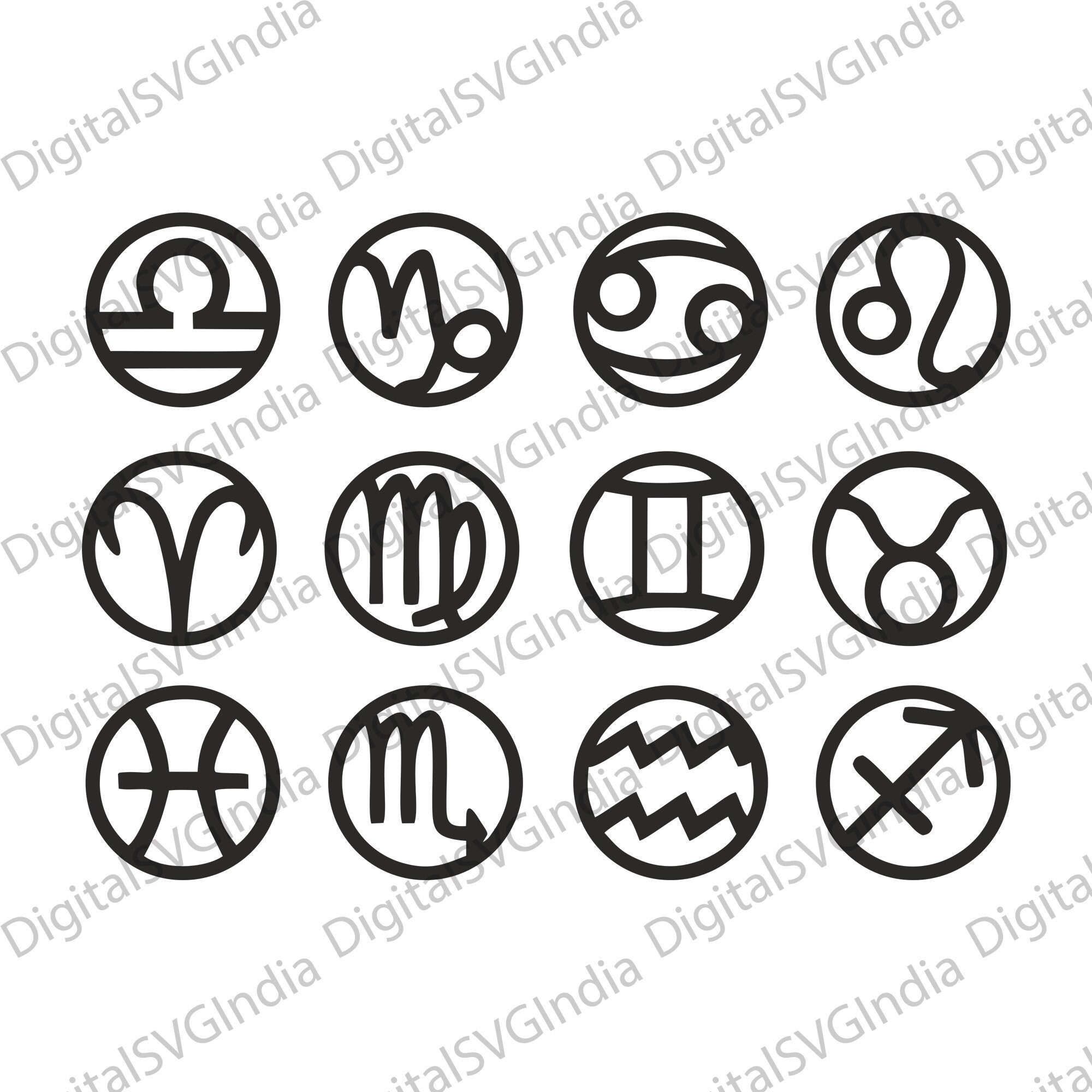 Zodiac Signs SVG Bundle, Astrology Signs Svg, Zodiac Symbols Svg ...