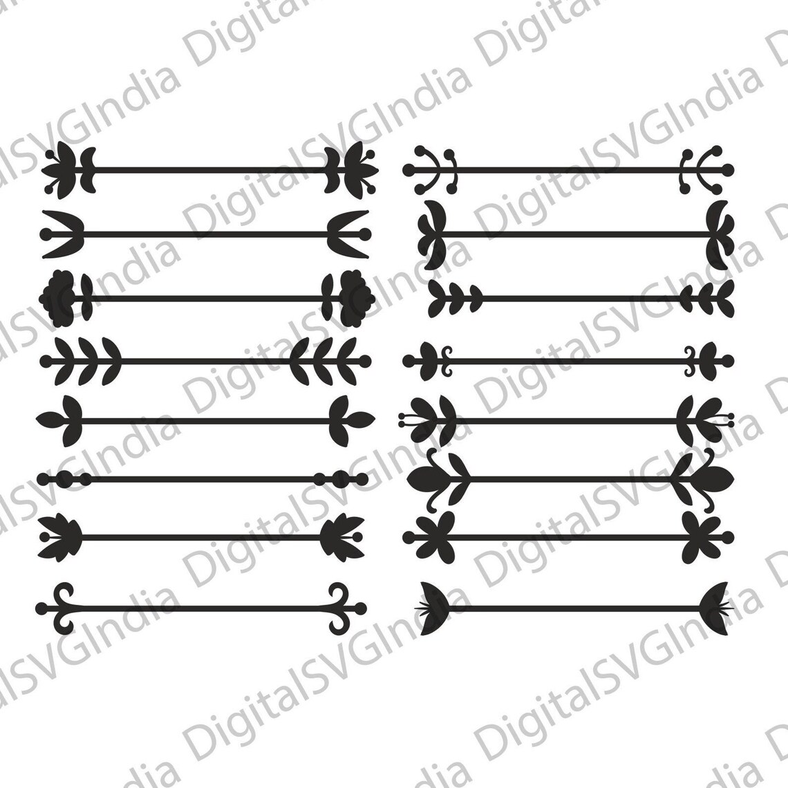 Decorative Lines SVG Bundle, PNG Floral Ornaments Svg, Floral Svg ...