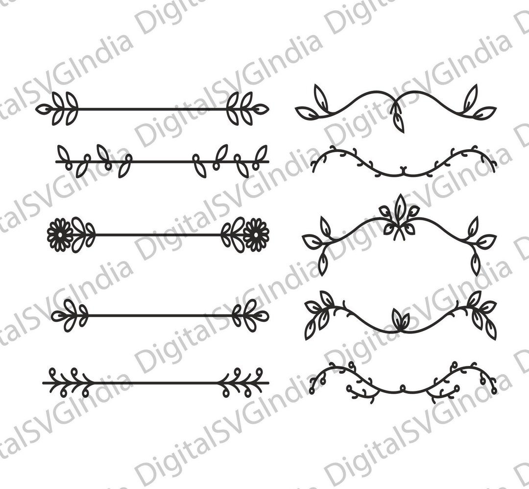 Decorative Lines SVG Bundle, PNG Floral Ornaments Svg, Floral Svg ...