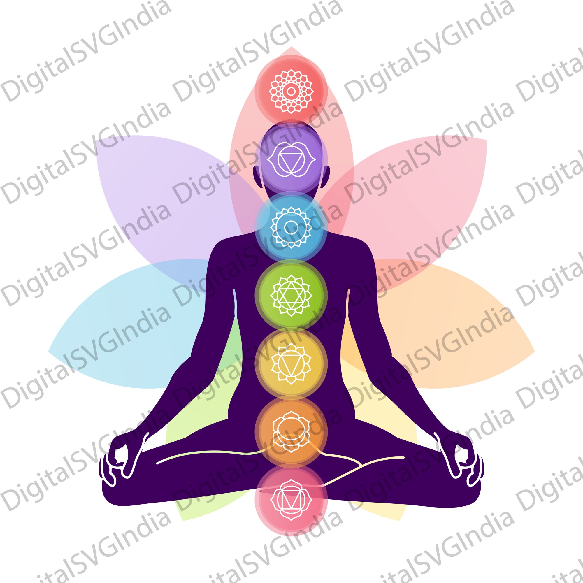 7 Chakras SVG Files Yoga SVG Buddha Svg Chakra Symbol SVG Chakras Svg for Cricut Silhouette ...