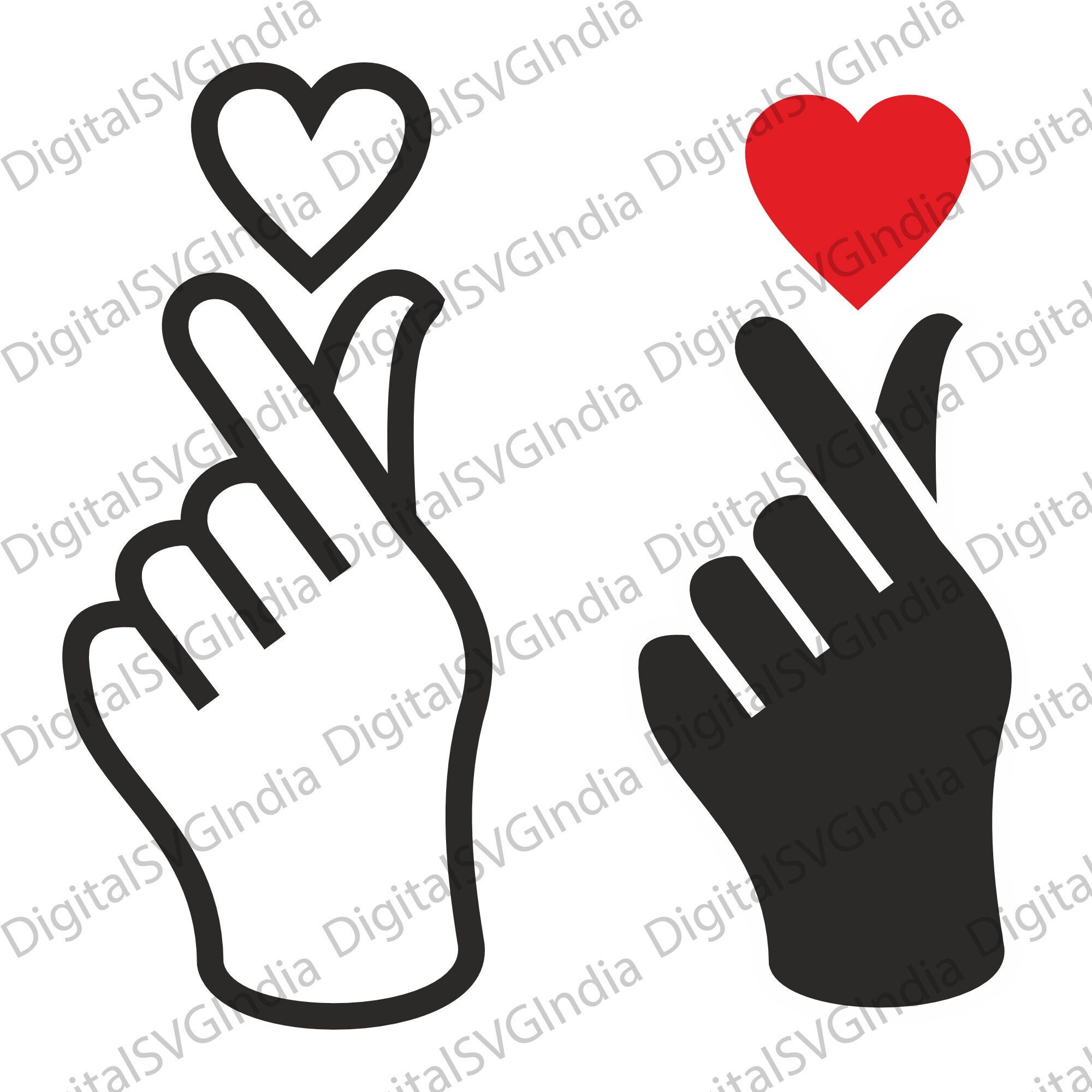 Korean Heart Finger Svg, Korean Heart Finger Cut File, Hand Sign Love ...