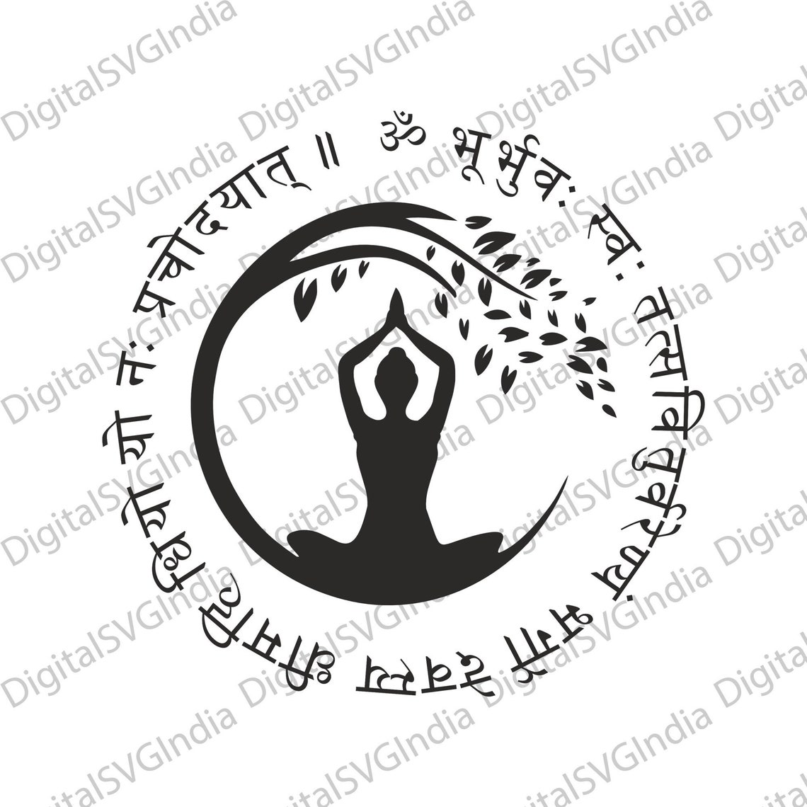 OM Yoga Gayatri Mantra, Sanskrit/devanagari Writing Gayatri Mantra ...