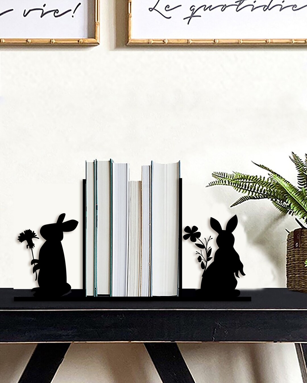 Cut Rabbit Bookend Funny Design Bookends Animal Lover Metal - Etsy