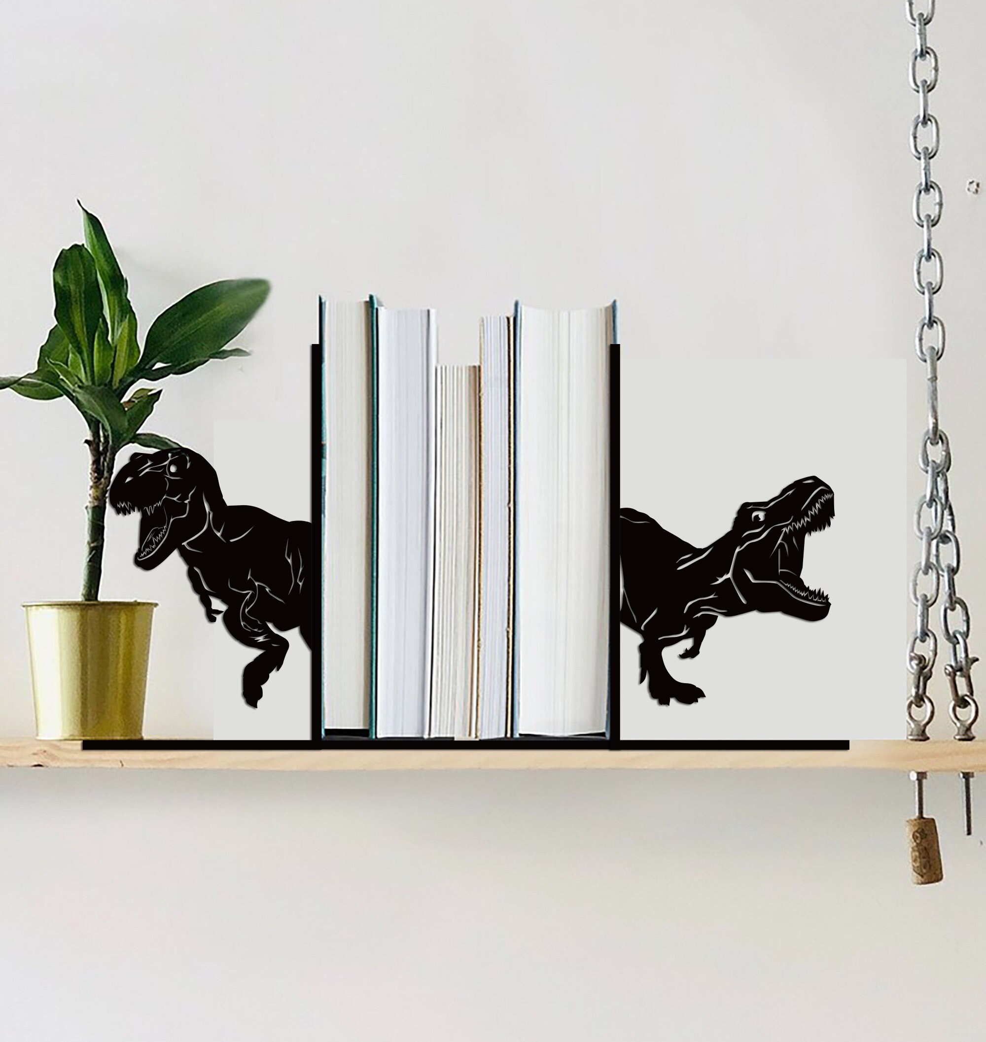 Dinosaurs Metal Book Ends, Personalized Bookends, Custom Unique Book ...