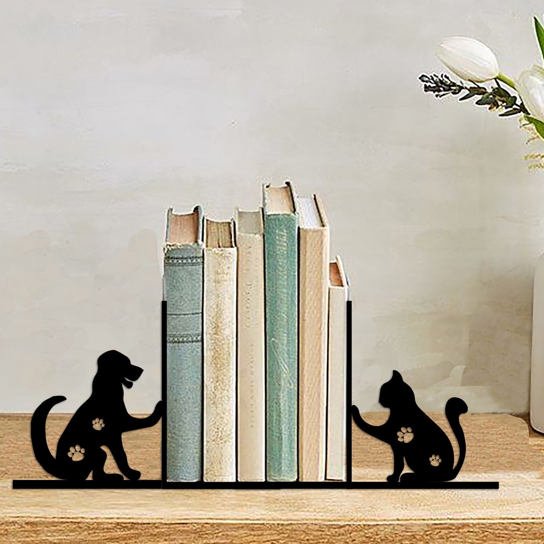 Cut Dog and Cat Bookend Funny Design Bookends Pet Lover - Etsy