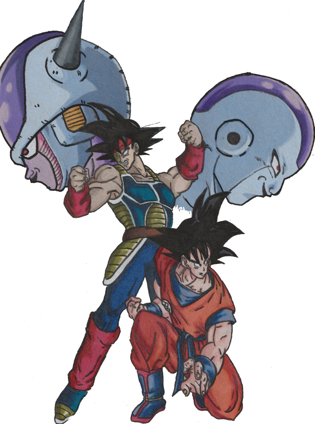Bardock & Goku A4 (framed) - Etsy