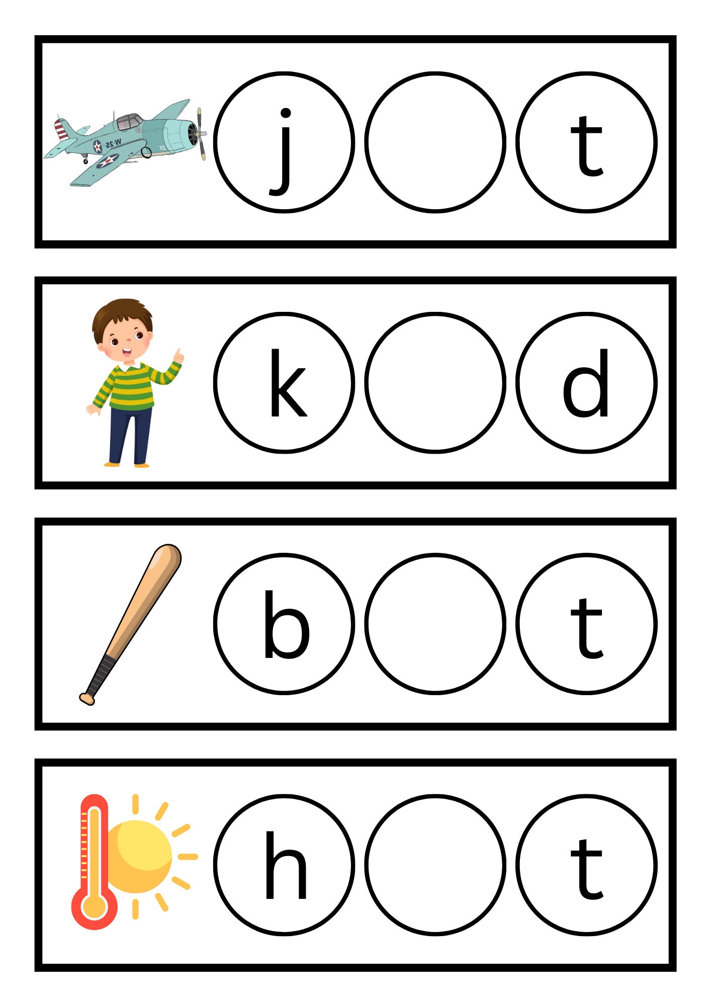 CVC Missing Middle Sound Activity, Literacy, Reading, PRINTABLE, Set of ...