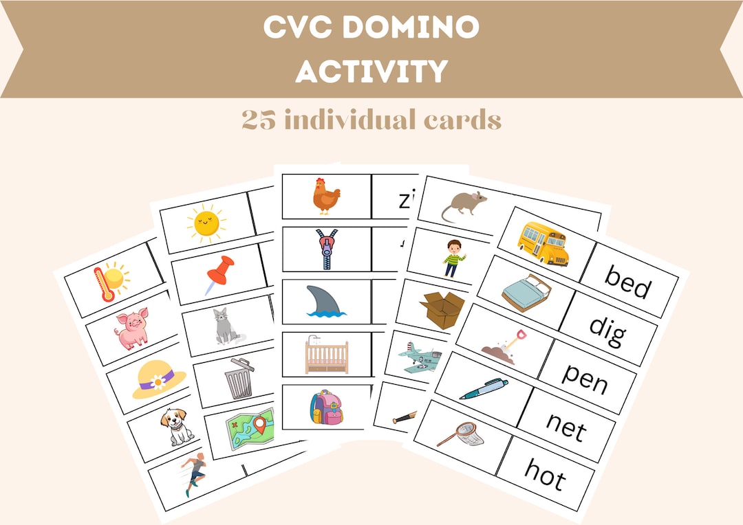 CVC Domino Activity Cards, DIGITAL, Printable - Etsy