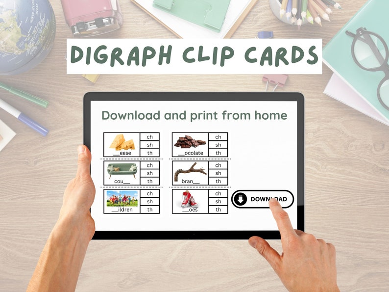 Digraph Clip Cards, Real Images, Digital Download, Printable, Letter ...