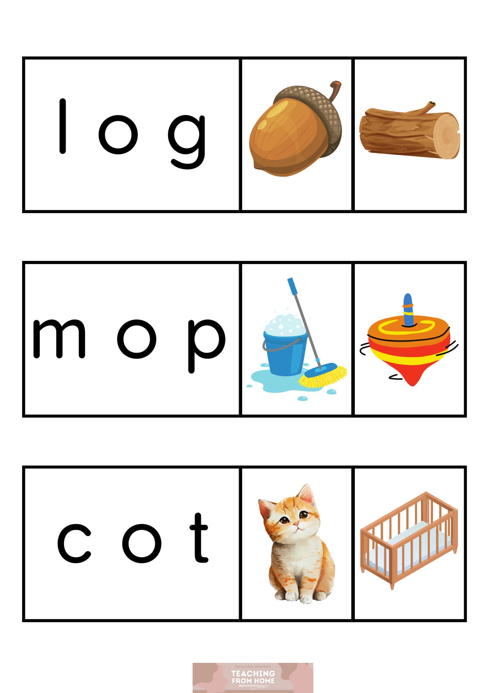 CVC Clip Cards With Pictures, DIGITAL DOWNLOAD, Printable, Letter ...
