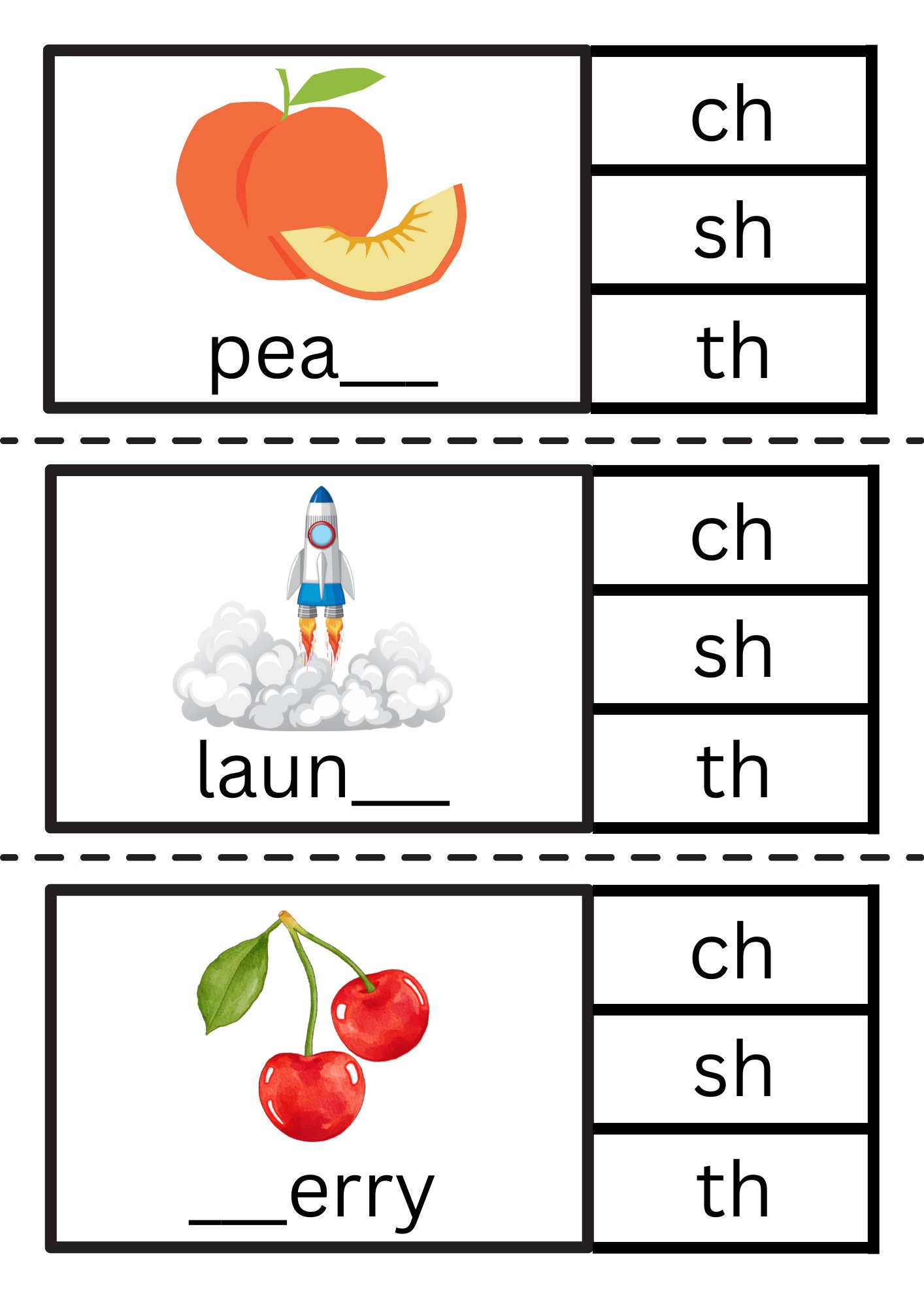 Digraph Clip Card Activity, Sh, Ch, Th Digraphs, DIGITAL DOWNLOAD ...