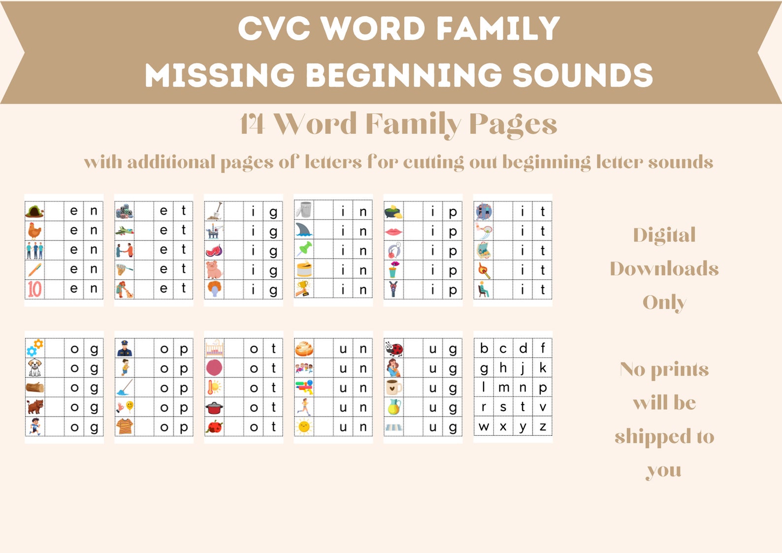 CVC Word Family Activity, Missing Beginning Sounds, Literacy, Reading ...