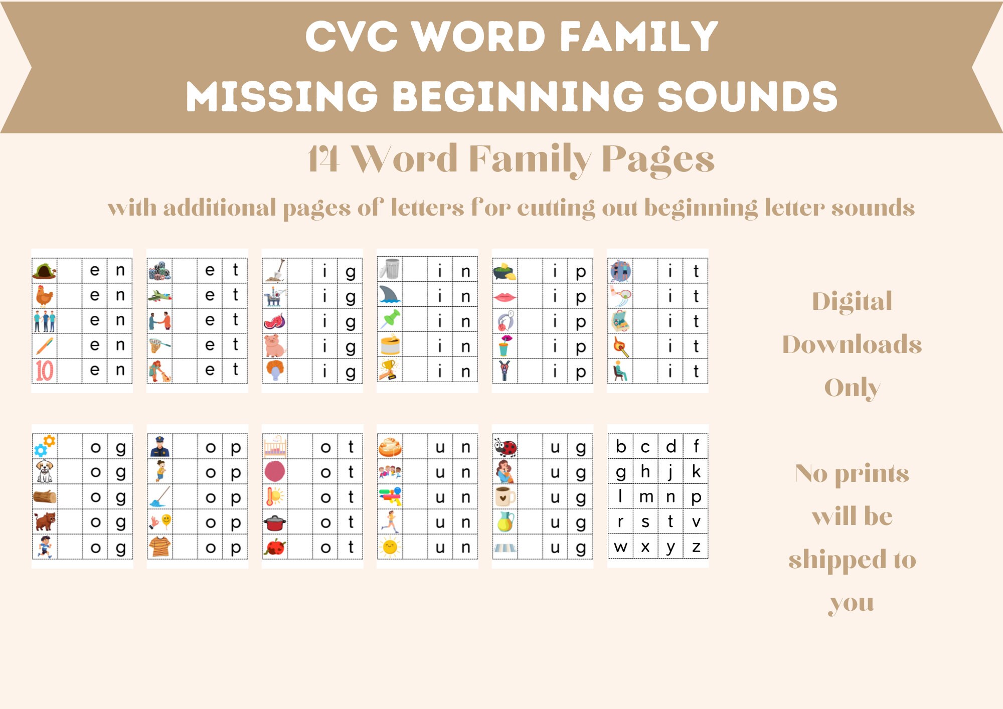 CVC Word Family Activity, Missing Beginning Sounds, Literacy, Reading ...