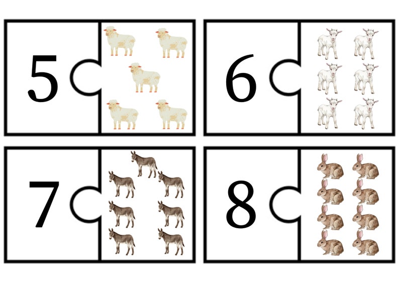 Number Puzzles 1-10, Farm Animal Theme, Counting Activity, DIGITAL ...