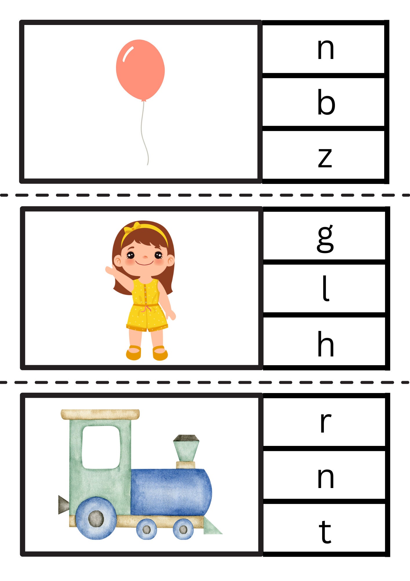 Clip Card Beginning Letter Sounds Activity, DIGITAL DOWNLOAD, Printable ...