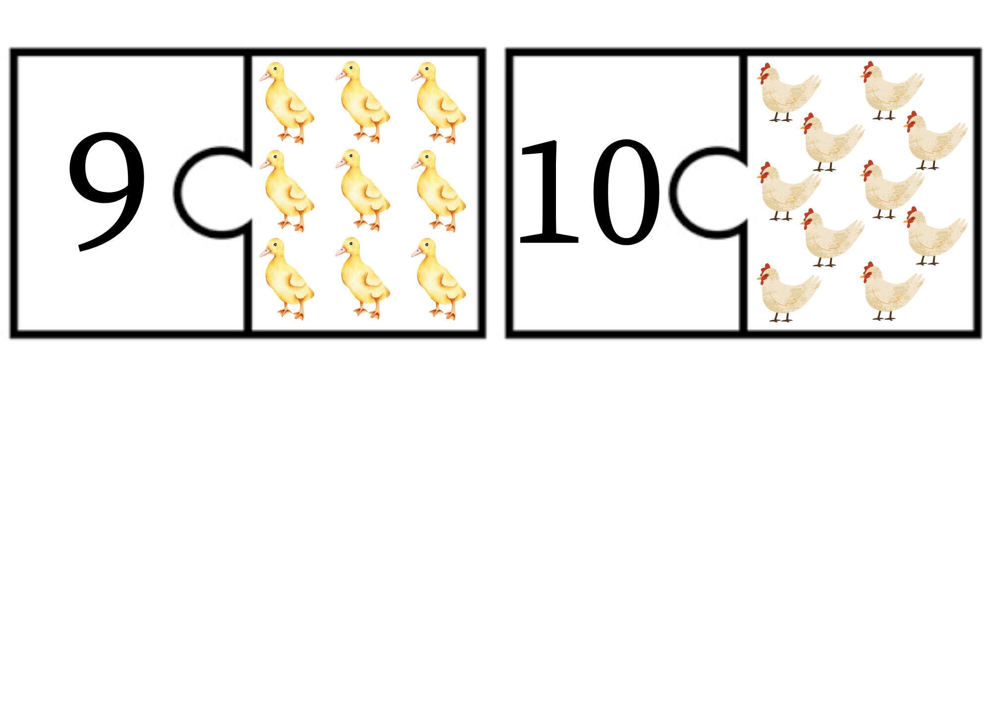 Number Puzzles 1-10, Farm Animal Theme, Counting Activity, DIGITAL ...