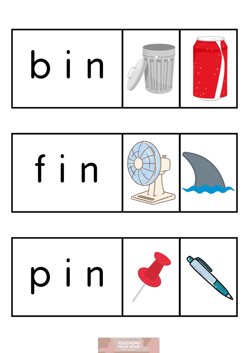 CVC Clip Cards With Pictures, DIGITAL DOWNLOAD, Printable, Letter ...