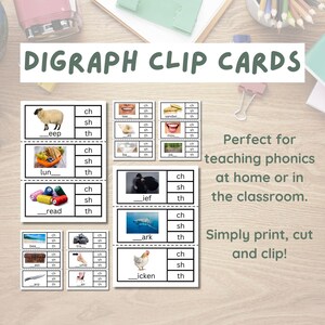 Digraph Clip Cards, Real Images, Digital Download, Printable, Letter ...