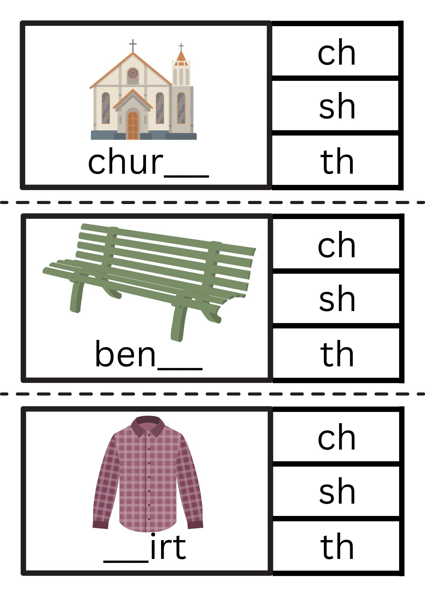 Digraph Clip Card Activity, Sh, Ch, Th Digraphs, DIGITAL DOWNLOAD ...