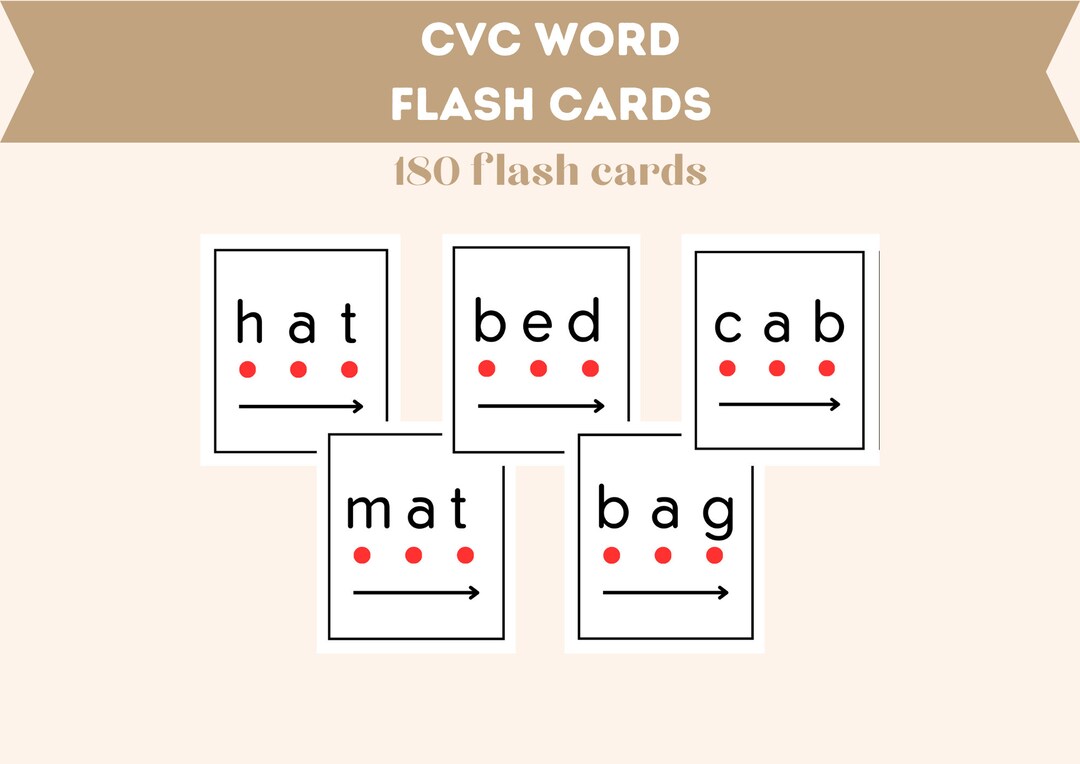 CVC Flash Cards, Set of 180 Flash Cards for Literacy, Reading, DIGITAL ...