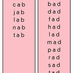 CVC Word Family Lists, Flash Cards for Literacy, Reading, DIGITAL ...