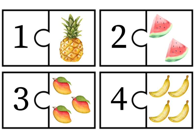 Number Puzzles 1-10, Fruit Theme, Counting Activity, DIGITAL DOWNLOAD ...