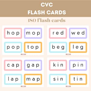 CVC Flash Cards, Set of 180 Flash Cards for Literacy, Reading, DIGITAL ...