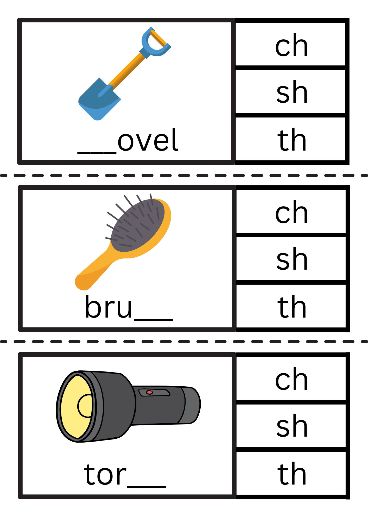 Digraph Clip Card Activity, Sh, Ch, Th Digraphs, DIGITAL DOWNLOAD ...