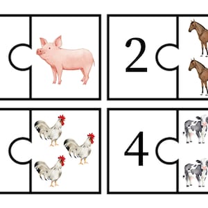 Number Puzzles 1-10, Farm Animal Theme, Counting Activity, DIGITAL ...