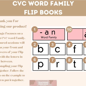CVC Word Family Flip Book Activity, Literacy, Reading, DIGITAL ...