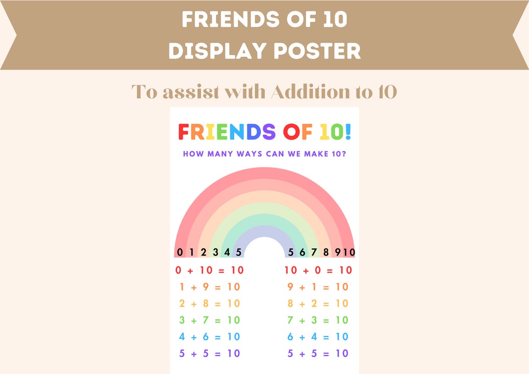 Friends of 10 Display Poster, DIGITAL, Printable, Addition to 10 - Etsy ...