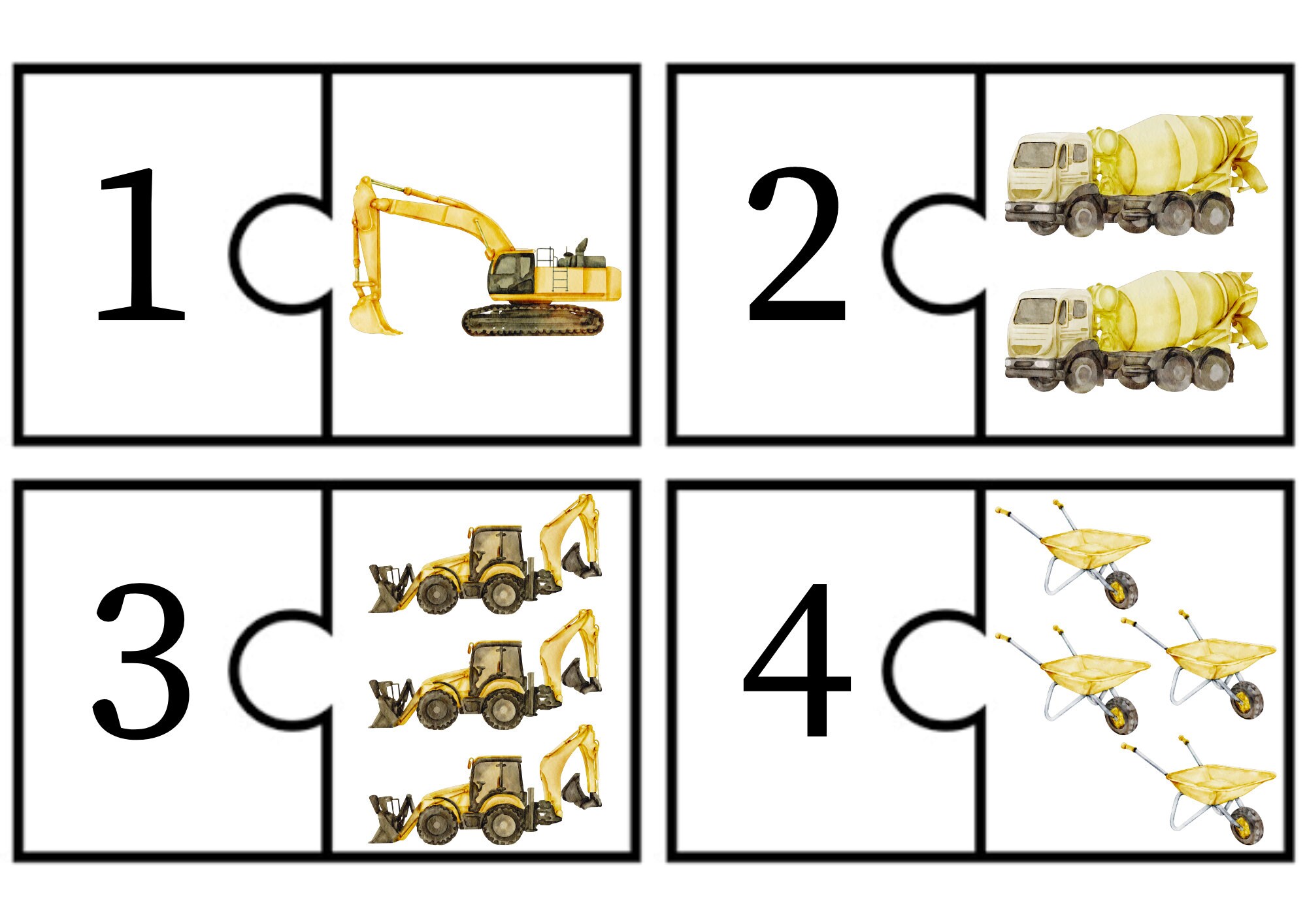 Number Puzzles 1-10, Construction Theme, Counting Activity, DIGITAL ...