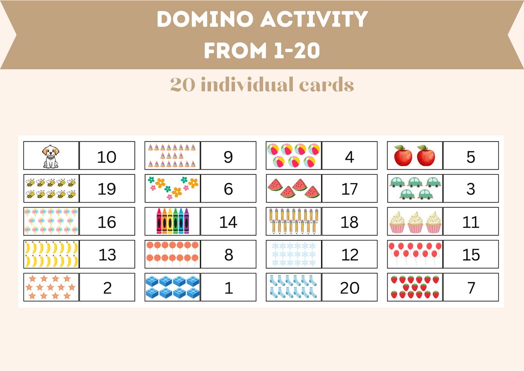 Counting to 20 Domino Activity, DIGITAL, Printable - Etsy