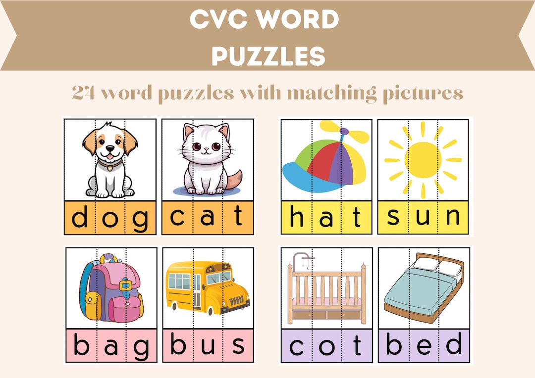 CVC Word Puzzle Activity, Literacy, Reading, DIGITAL, PRINTABLE, Set of ...
