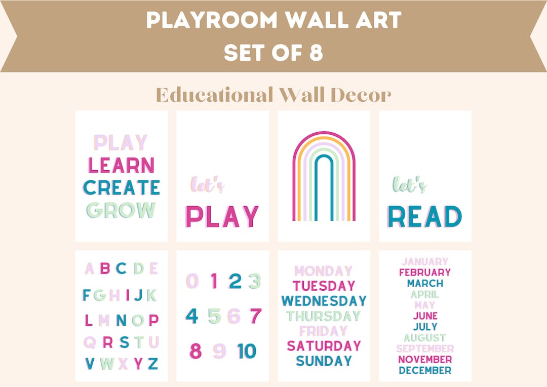 Playroom Wall Art, Educational Posters, Wall Decor, Playroom Art ...