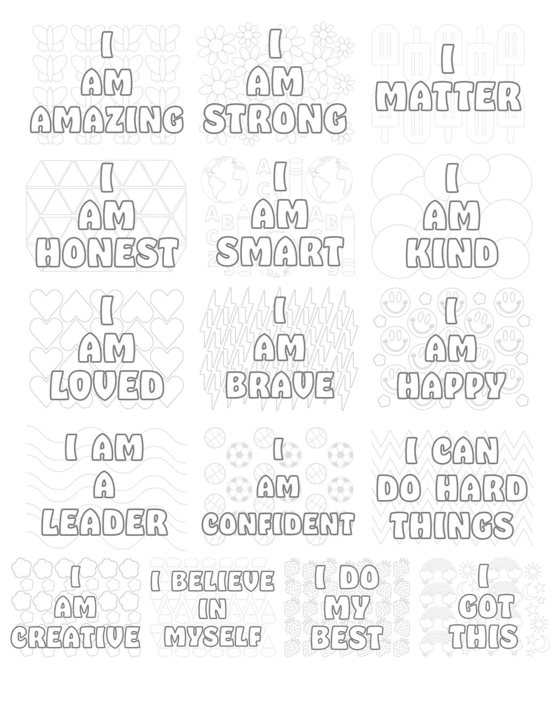 Affirmation Coloring Sheets Coloring Sheets Activity Sheets ...