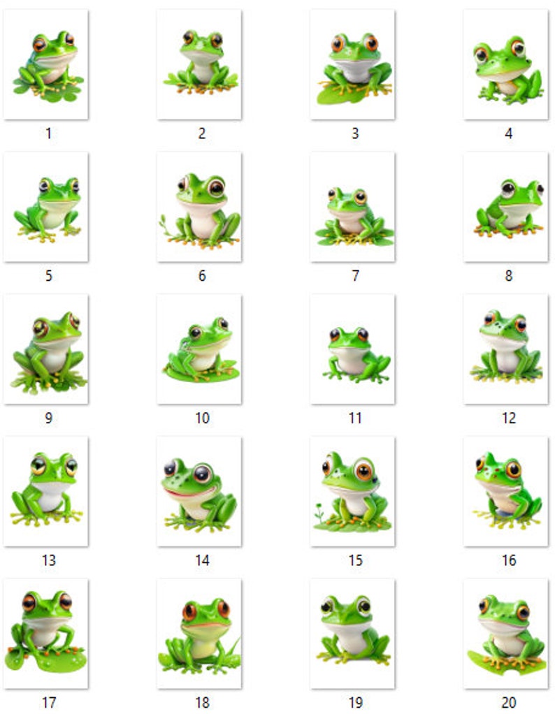 Cute Frogs Clipart - Set of 20 Frogs PNG, Instant Clip Art, Download ...