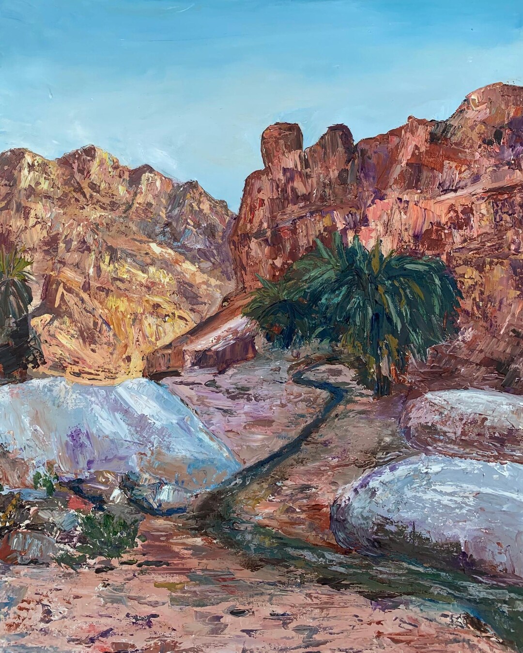 Morrocan Wall Art Desert Mountains Landscape Painting - Original Oil on ...