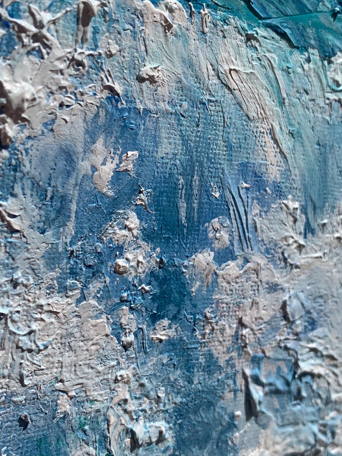 Original Turquoise Beach Wave Oil Painting Impasto Ocean Seascape ...