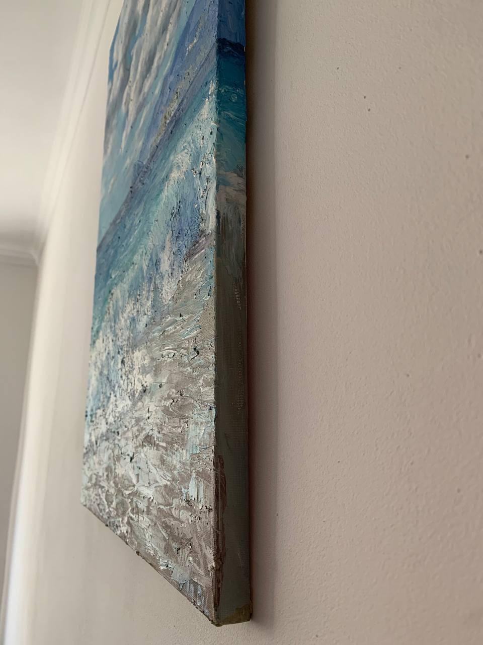 Original Turquoise Beach Wave Oil Painting Impasto Ocean Seascape ...