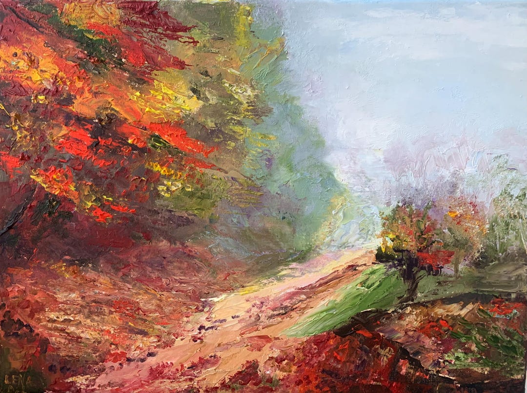 Impressionistic Autumn Forest Oil Painting on Canvas (11.81x15.75) - Etsy