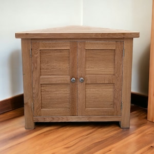 Grofurniture Solid Oak Corner Cabinet, Oak Corner Unit for Livingroom or Hallway, Solid Oak ...