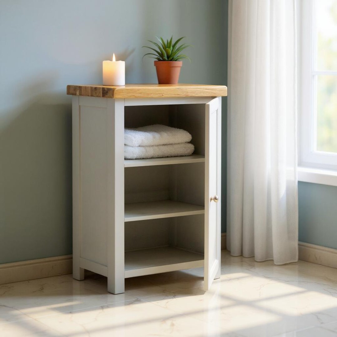 Grofurniture Grey Wooden Storage, Slim Hallway Cabinet, Bathroom ...